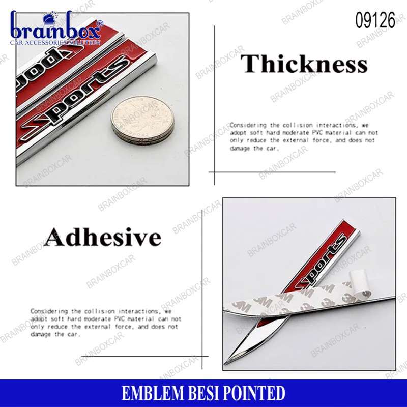 Jual Emblem Besi Pointed Metal Logo Tempelan Body Pintu Mobil - Hitam ...