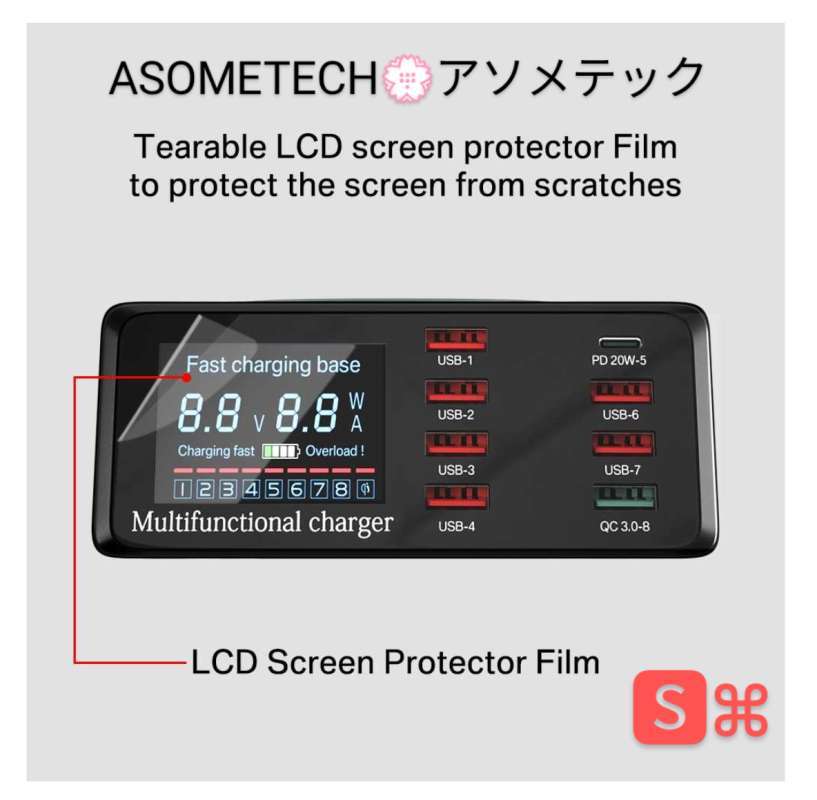 Jual Asometech アソメテック Charging Station Usb Dock Quick Wireless Charge 8 Port 100w Di Seller S ...