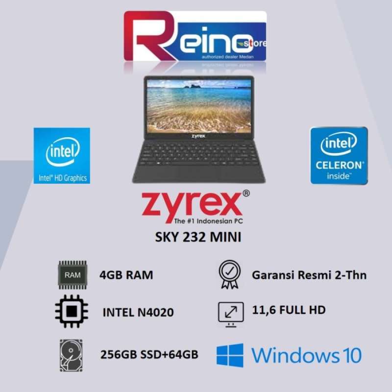 Jual ZYREX SKY 232 MINI INTEL CELERON N4020 4GB 256GB SSD + 64GB EMMC WIN10 di Seller Buana ...