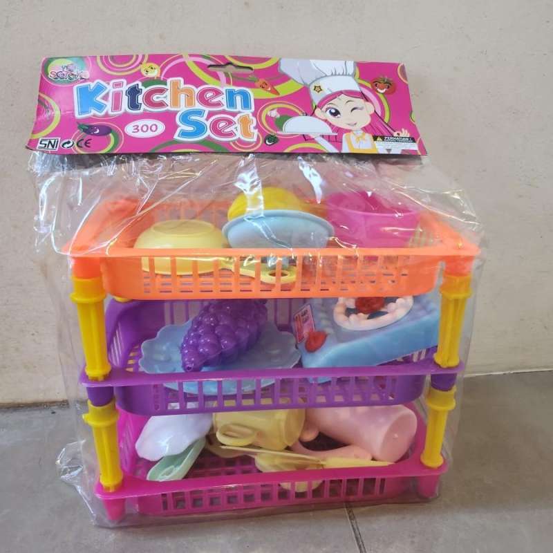 Jual Mainan Edukasi Kitchen Set 300 Alat Masak Masakan + Rak Susun ...