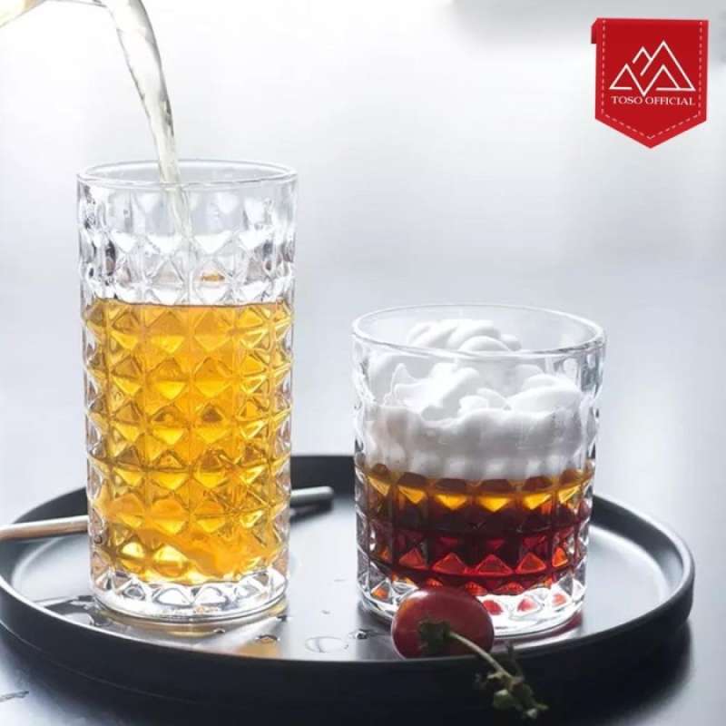 Jual GELAS KOPI WHISKEY BAR WINE GLASS GELAS KACA MOCKTAIL DIAMOND VINTAGE di Seller HAND BAGS ...