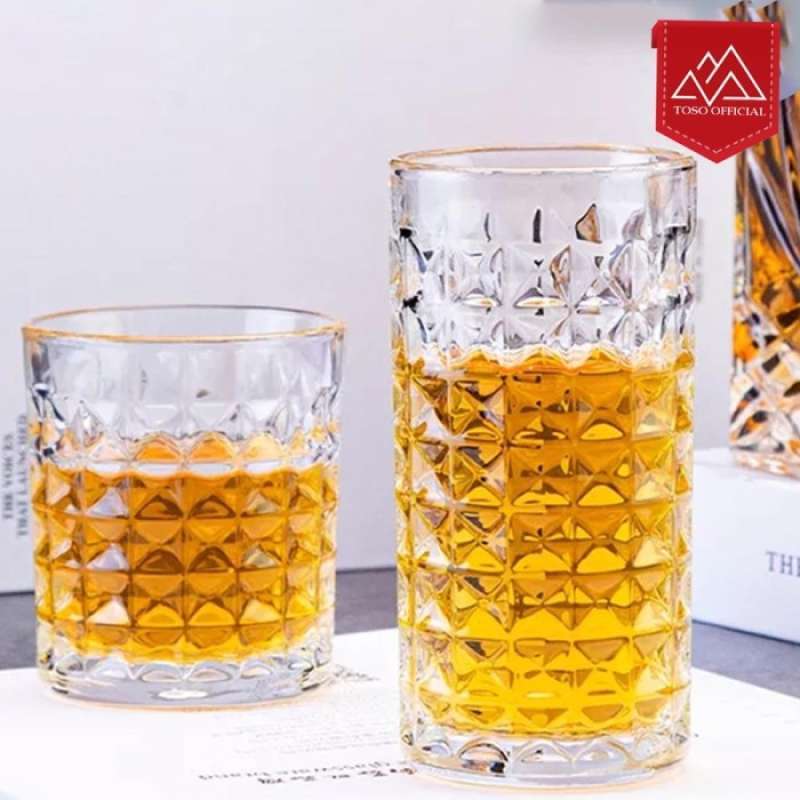 Jual GELAS KOPI WHISKEY BAR WINE GLASS GELAS KACA MOCKTAIL DIAMOND VINTAGE di Seller HAND BAGS ...
