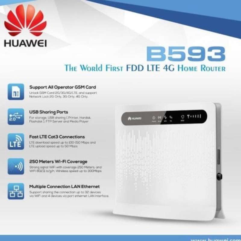Promo WiFi Router Modem Mifi 4G B593 LTE CPE Unlock Diskon 23% di ...