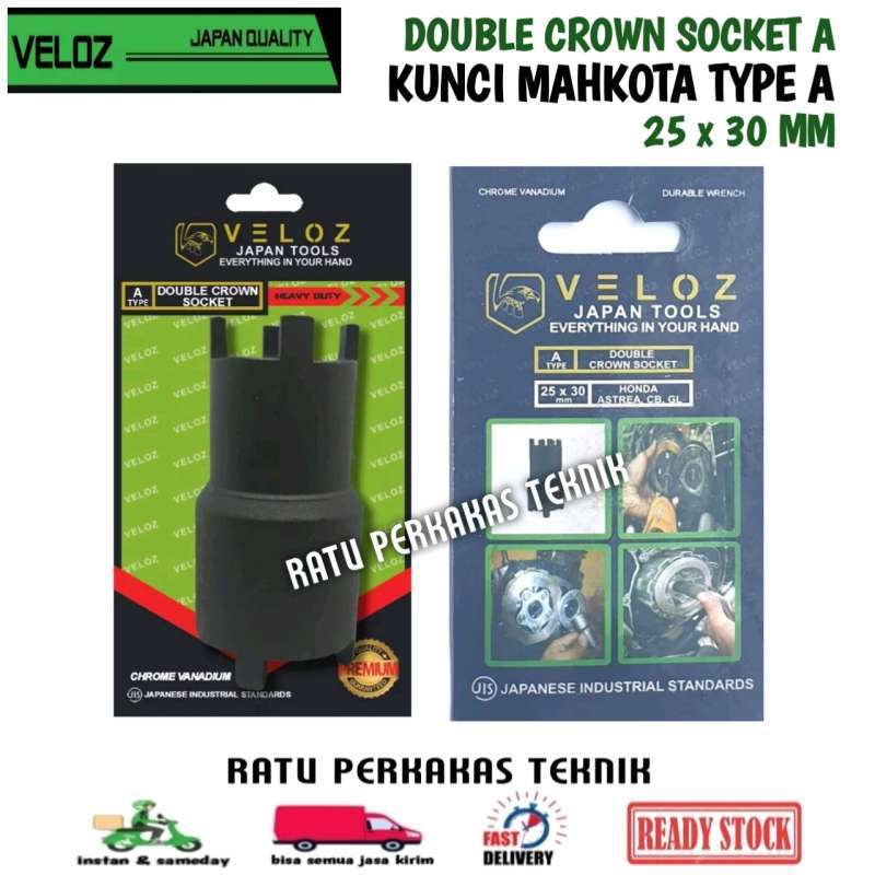 Promo Kunci mahkota tipe a mur kopling honda 25 x 30 mm double crown socket veloz Konci Tahanan ...