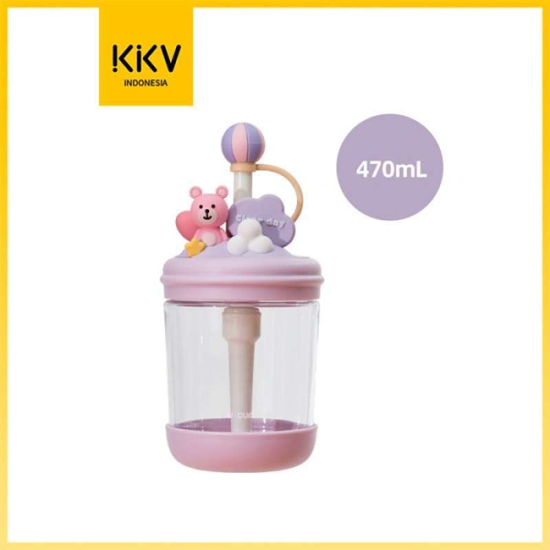 Promo Kkv Aikesi Bear Bottle With Straw Gelas Botol Minum Sedotan Anak ...