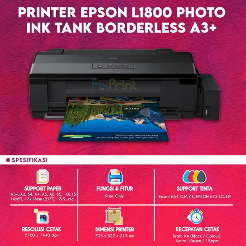 Promo Printer Epson L1800 A3 Photo Ink Tank Borderless A3+ (6 Color ...