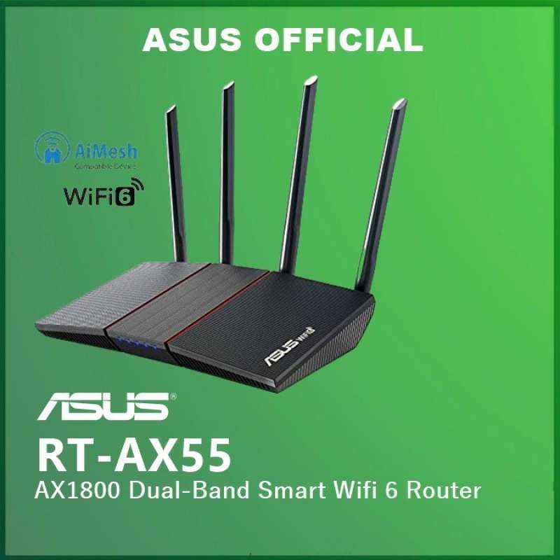 Promo ASUS RT-AX55U AX55 Wireless Router Dual Band AiMesh WiFi AX1800 ...