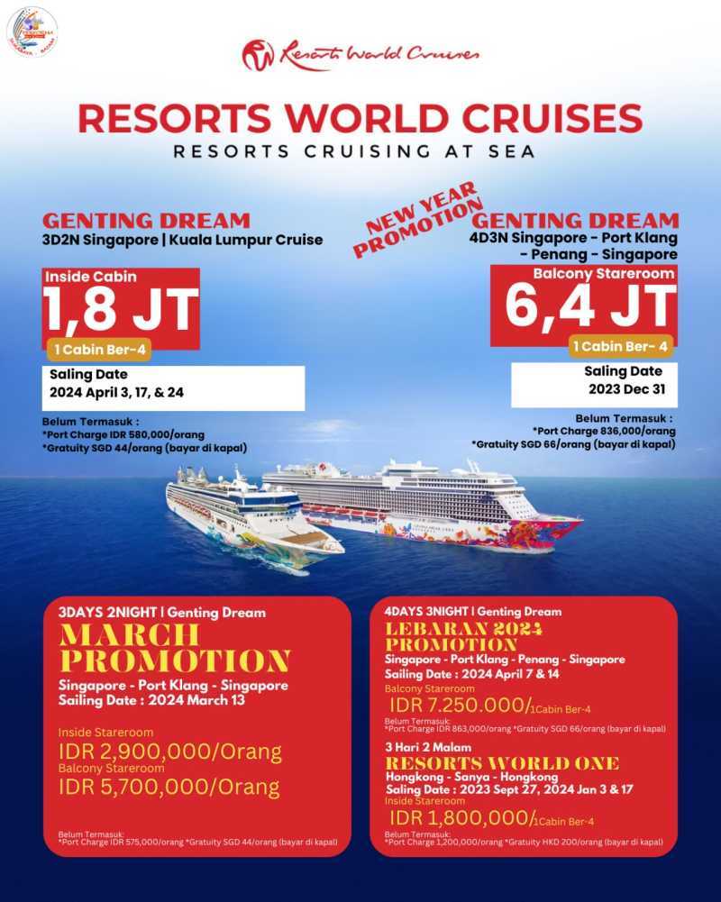 Promo Promo Resort World Cruise ( Genting Dream Cruise ) Diskon 35% Di ...