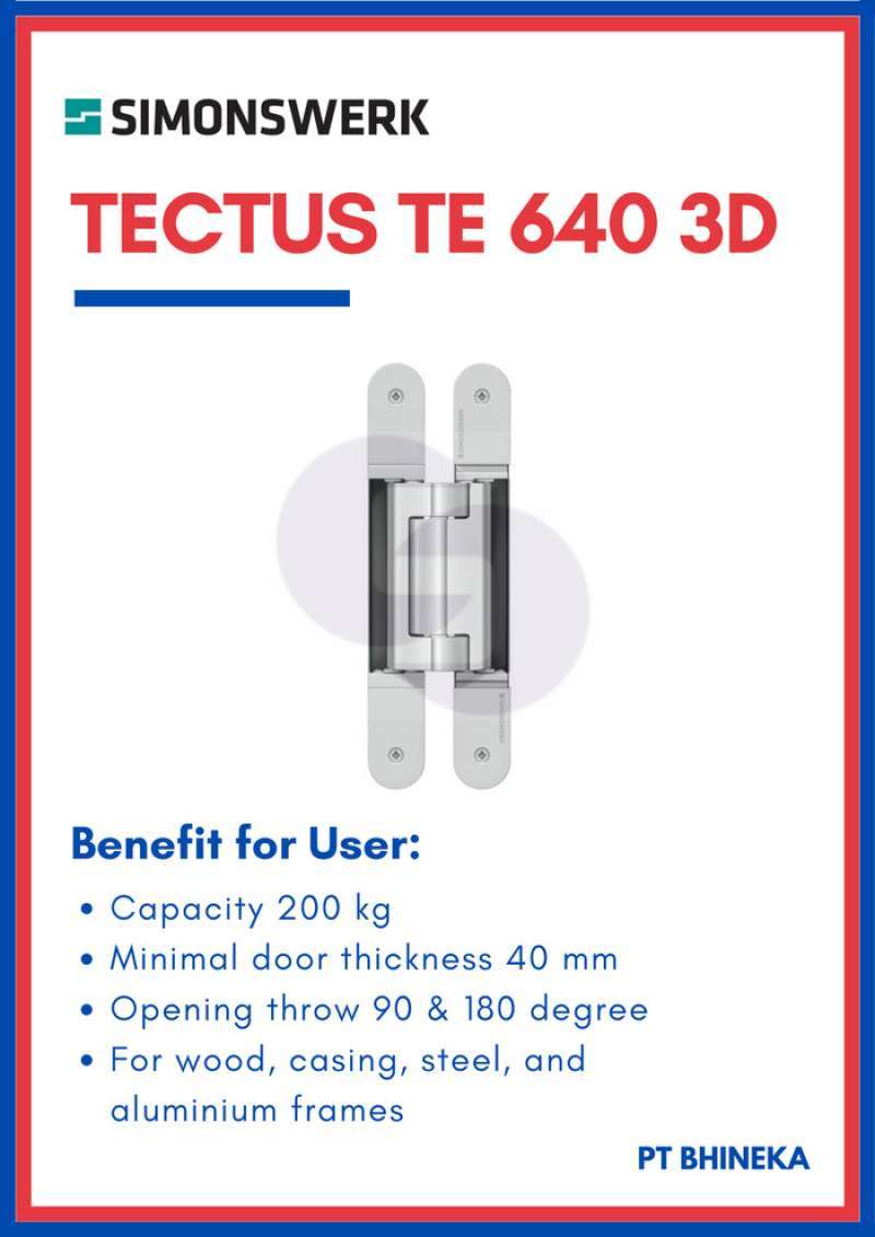 Promo Tectus Concealed Hinges Te 640 3d 200kg Engsel Tanam Simonswerk ...