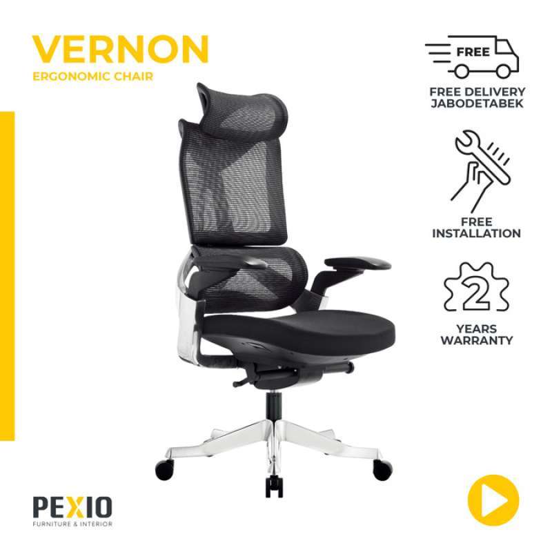 Promo Pexio Vernon Foam Kursi Kantor Ergonomis Hitam Diskon 23% Di ...