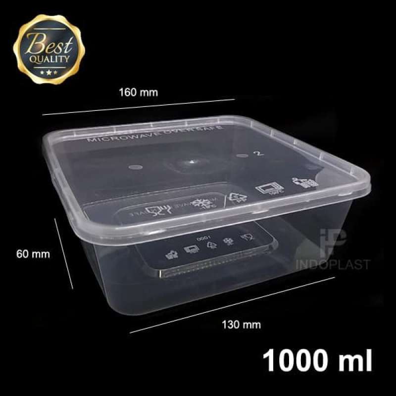 Jual Kotak Makan Plastik Segi Empat / Food Container 1000ml Di Seller ...