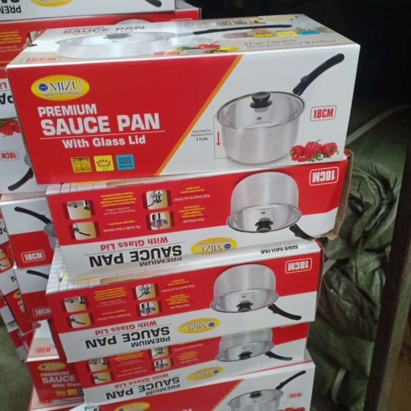 Promo Sauce Pan Stainless Ukuran 18cm Tutup Kaca Isi 10 Pcs Diskon 23% ...