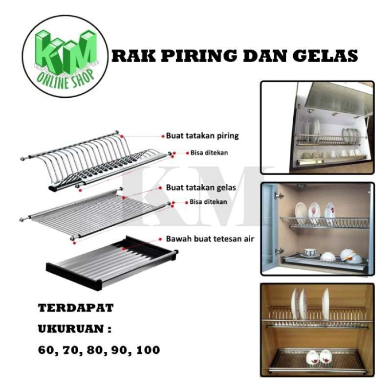 Jual Rak Piring & Sendok 1m ..sus 304..unit Atas Dapur.. Merk Vitco ...