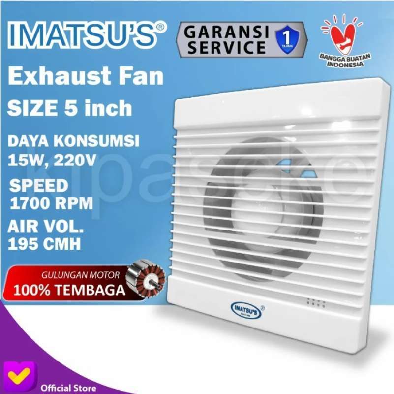 Promo Exhaust Fan Toilet 5 Inch Exhaust Fan Mini Kamar Eksos Dinding ...