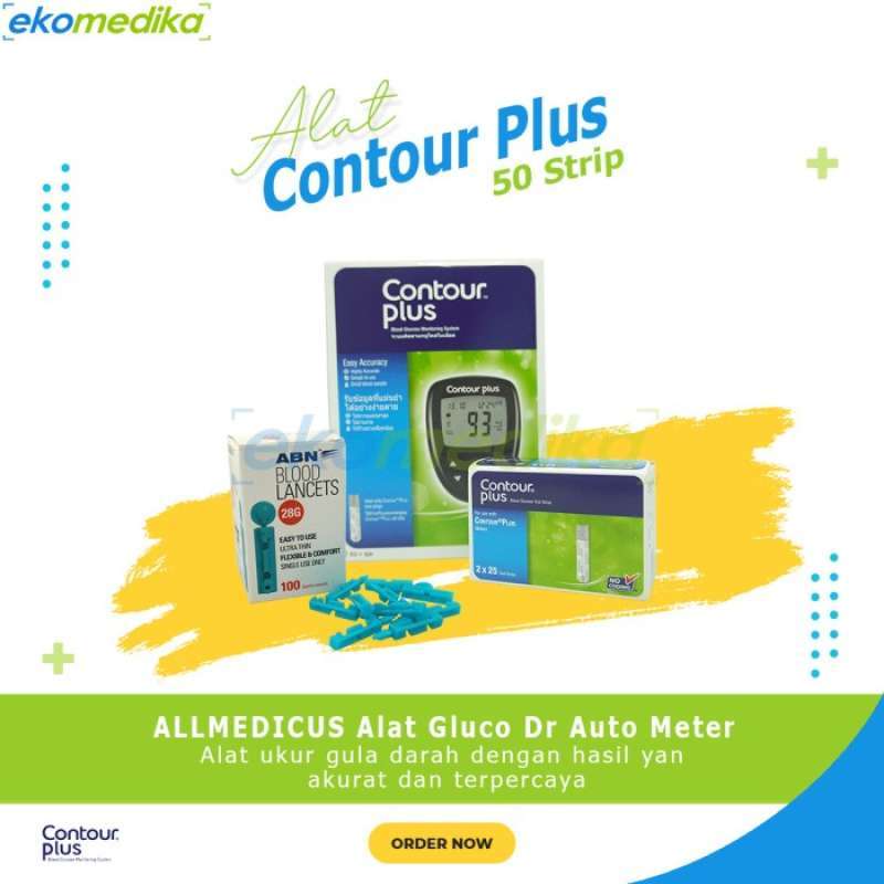 Promo Contour Plus Alat Tes Gula Darah + 50 Blood Glucose Strip Contour ...