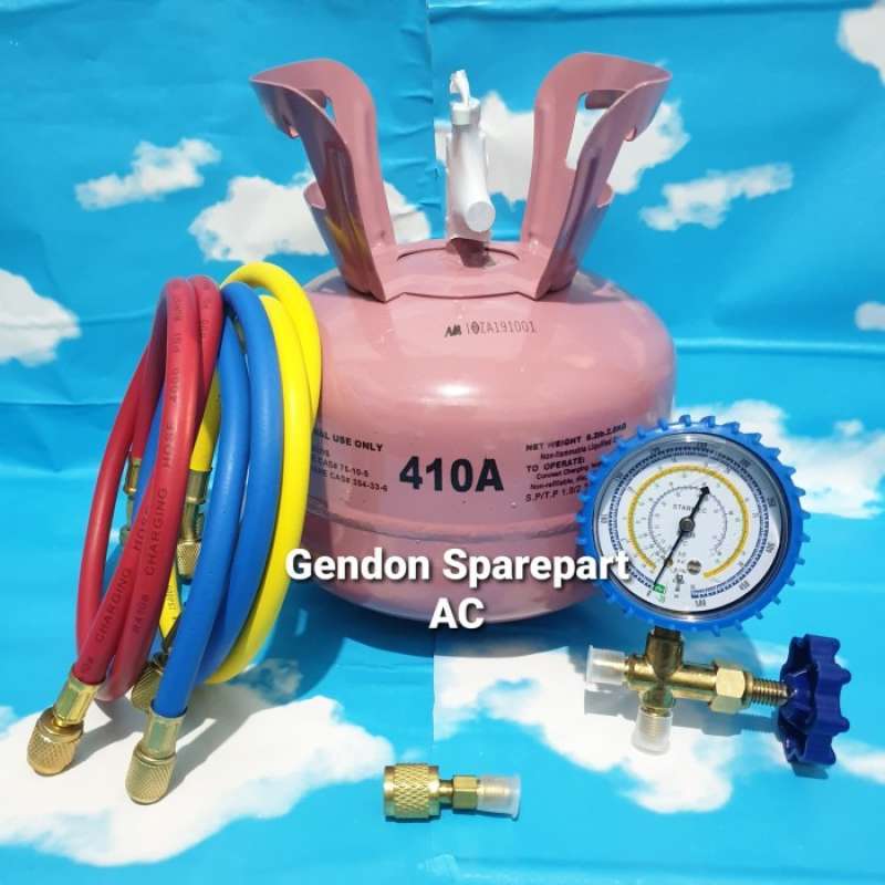 Promo Paket Isi Freon R410 2.8kg tabung kecil manifold 500psi freon ...