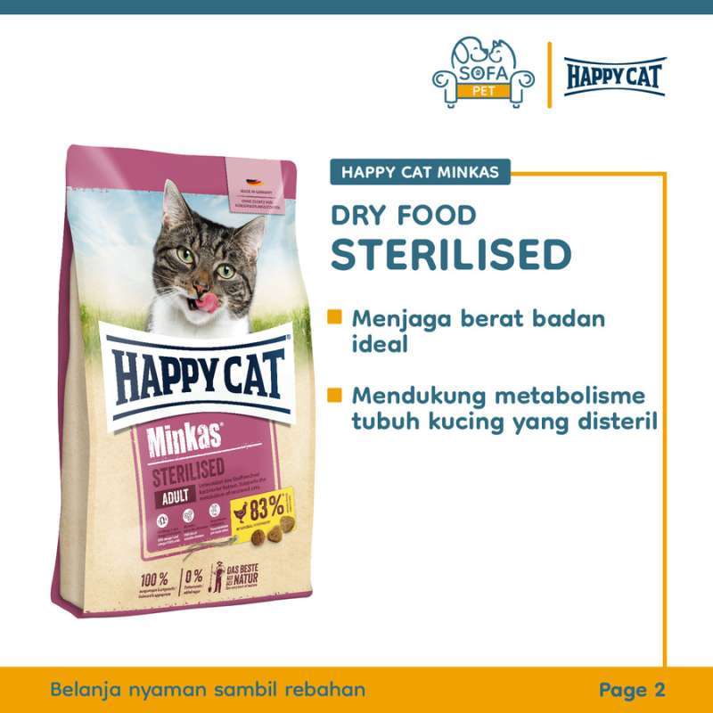Promo Makanan Kucing Dewasa Happy Cat Minkas Sterilised 1.5kg Diskon 15 ...
