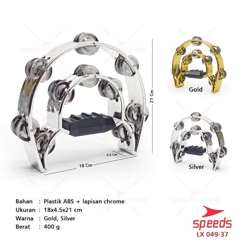 Promo SPEEDS Alat Musik Tamborin Tambourine Double Ring Plastik ...