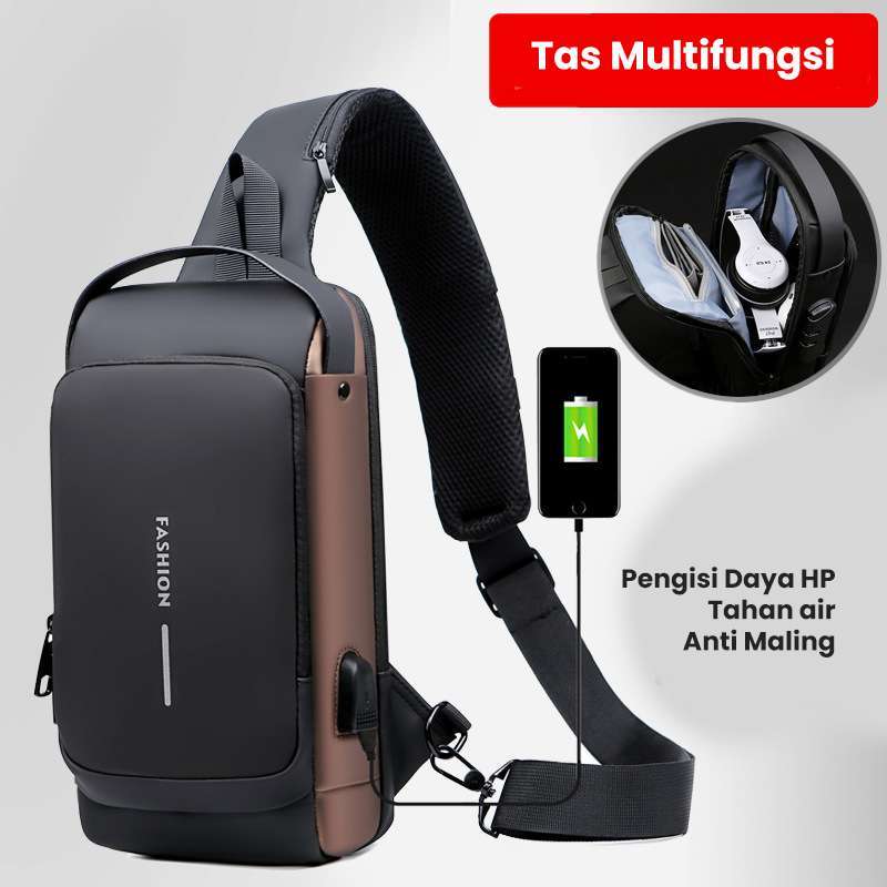 Promo Tas Selempang Pria Multifungsi Usb Charger Anti Maling Shoulder ...