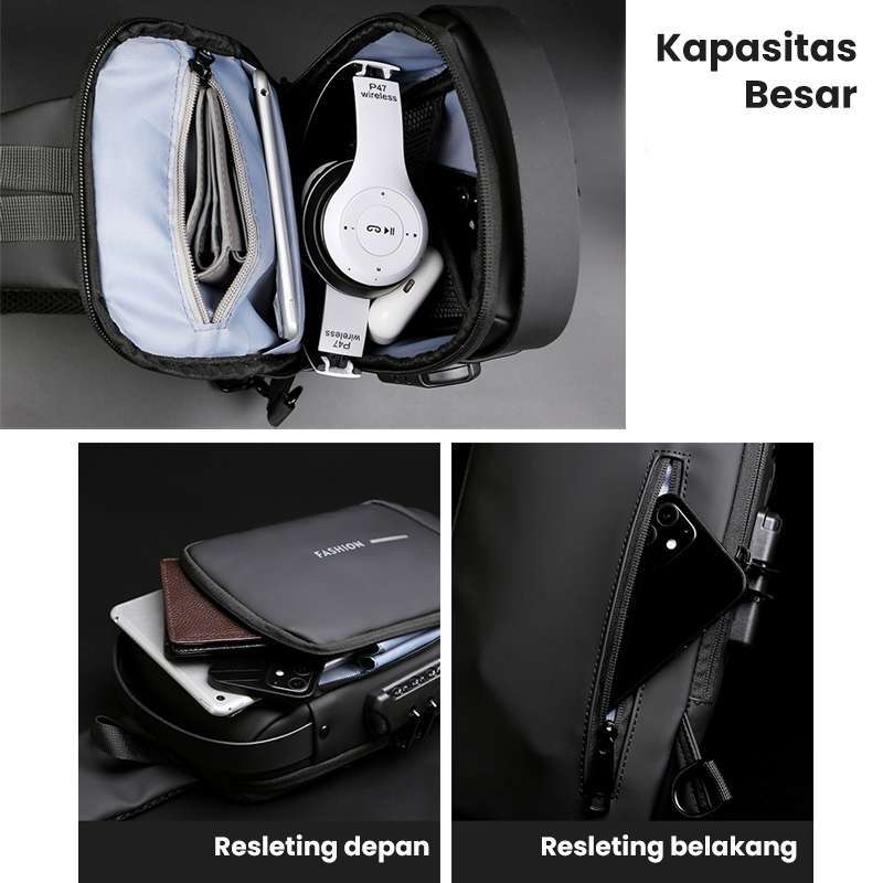 Promo Tas Selempang Pria Multifungsi Usb Charger Anti Maling Shoulder ...