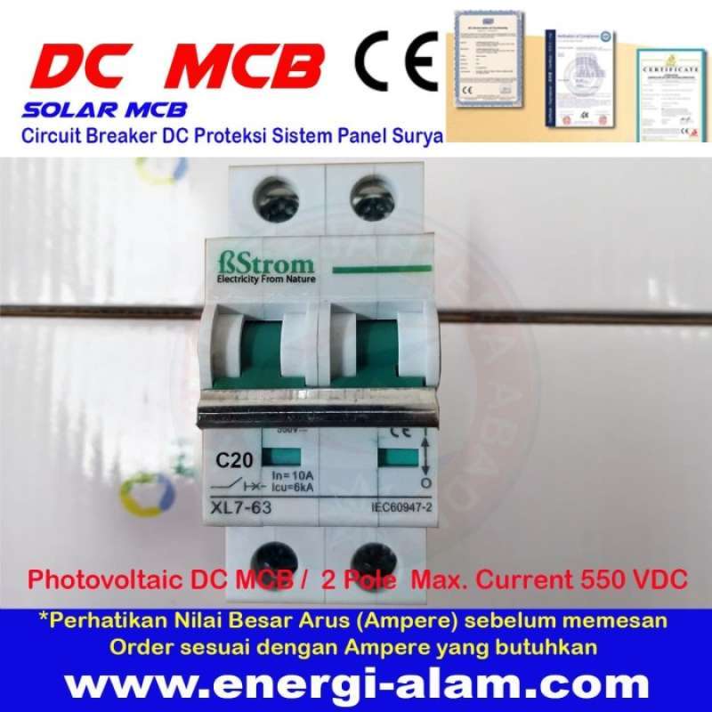 Promo DC SOLAR MCB MINI CIRCUIT BREAKER 20A / 2P PV PANEL SURYA MAX ...
