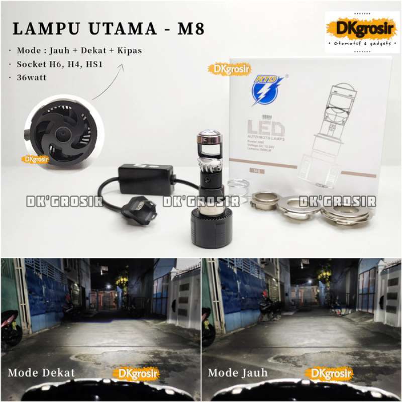 Promo RTD Rayton - Lampu Utama Led M8 + Kipas - H6 H4 HS1 36W - Lampu ...