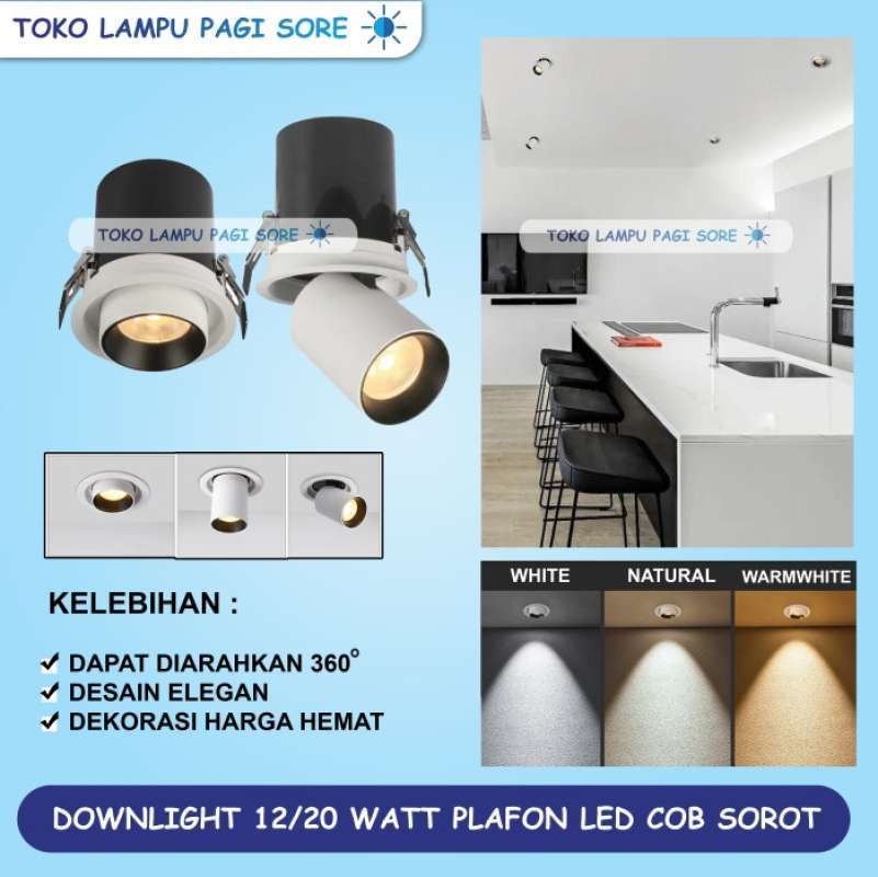 Promo Downlight 12/20 Watt Plafon LED COB Sorot Rel Rell Track Spotlight 360 Diskon 23% di ...