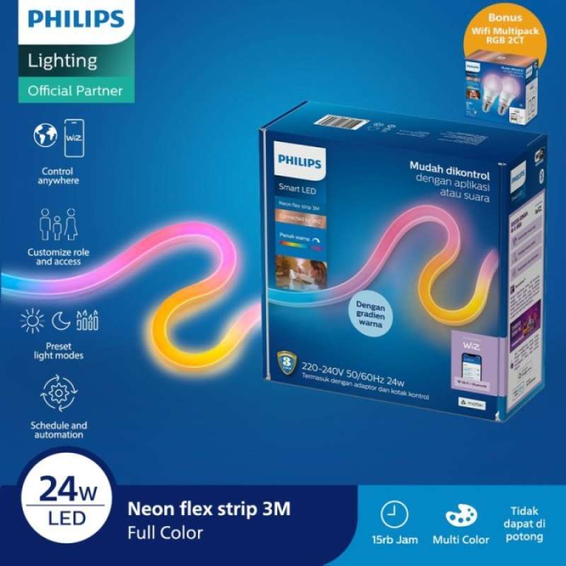 Promo Philips Lampu Wifi Neon Flex Strip 3m Tunable Color Diskon 23% Di ...