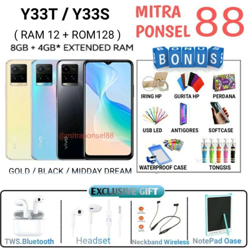 Promo VIVO Y33T RAM 8/128 | VIVO Y33 T RAM 12/128 Y33S GARANSI VIVO Diskon 33% di Seller Farwa ...