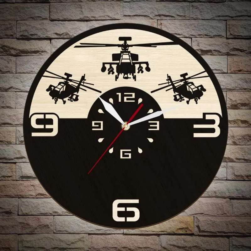 Promo Airplane Engraved Wood Clock Warcraft Military Fighter Eco ...