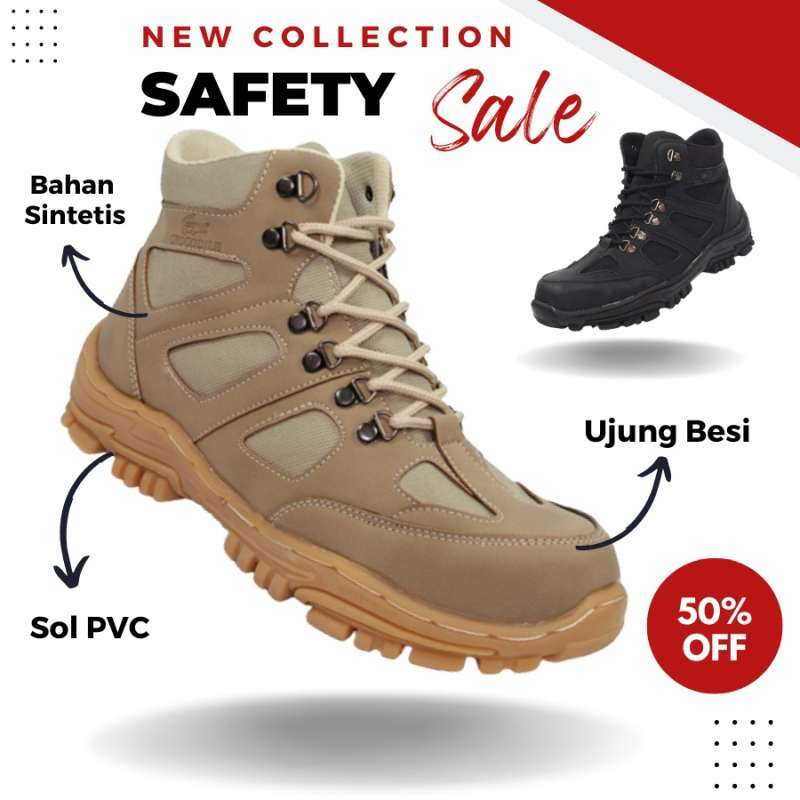 Jual Sepatu Safety Pria Ujung Besi Proyek Kerja Lapangan Tracking ...