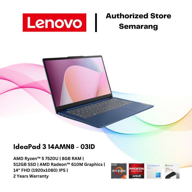 Promo Lenovo IdeaPad 3 - 03ID Abyss Blue (AMD Ryzen™ 5 7520U/8GB/512GB ...
