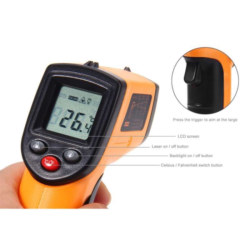 Promo Termometer Infrared Pengukur Suhu Panas Thermogun Thermometer ...