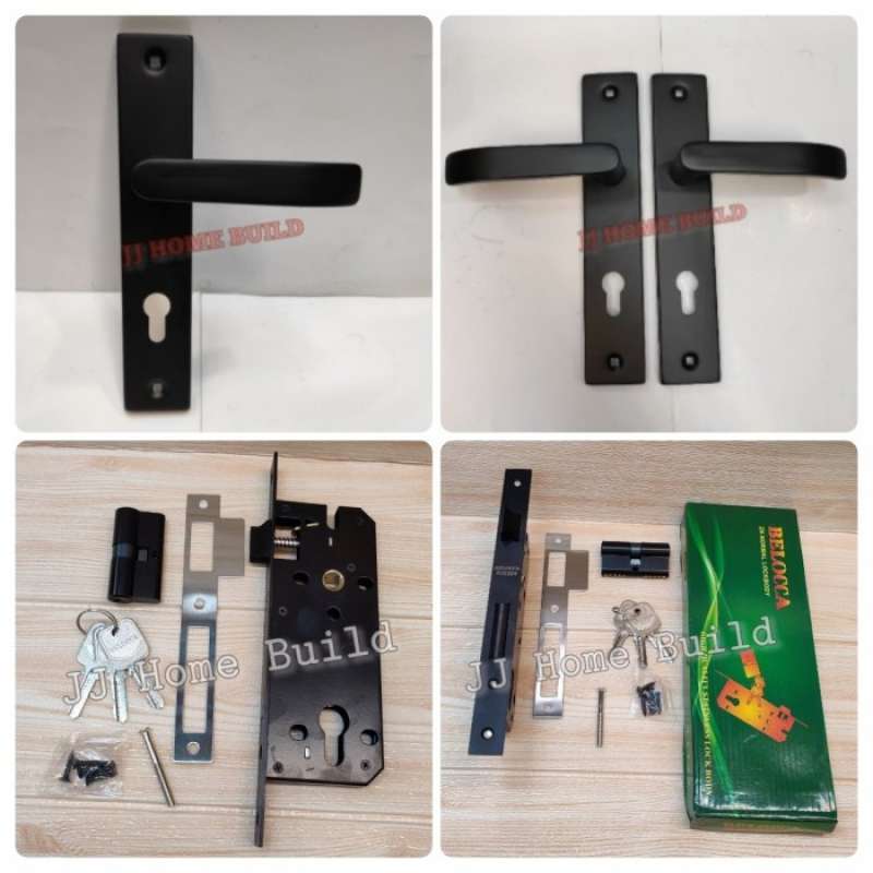Promo Paket Handle Plat Hitam Minimalis + Bodi Kunci Stainless 304 ...