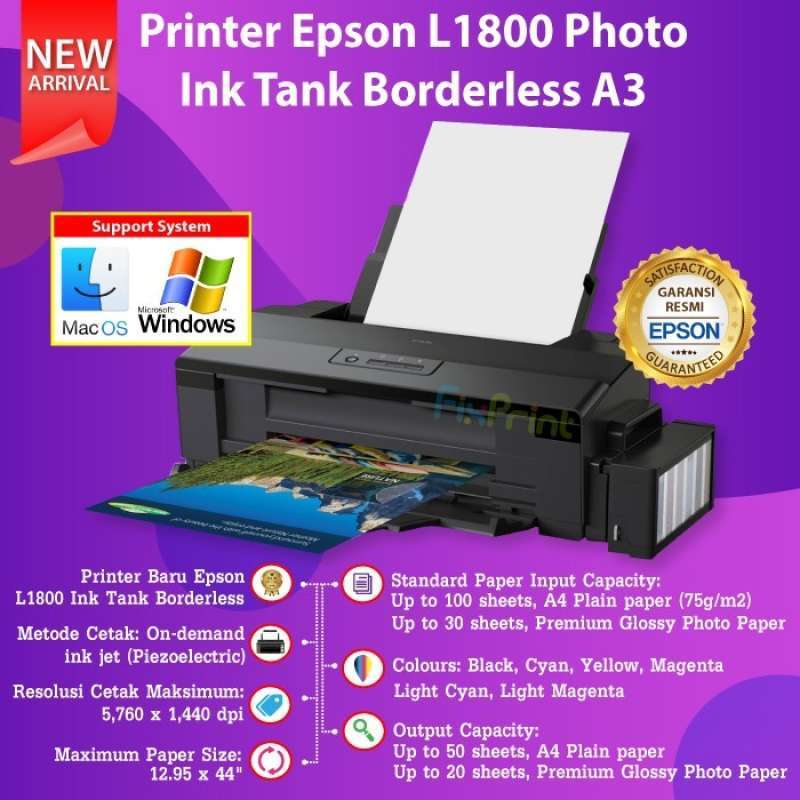 Promo Printer Epson L1800 Print A3+ Garansi Resmi A3 Infus Ori Diskon ...