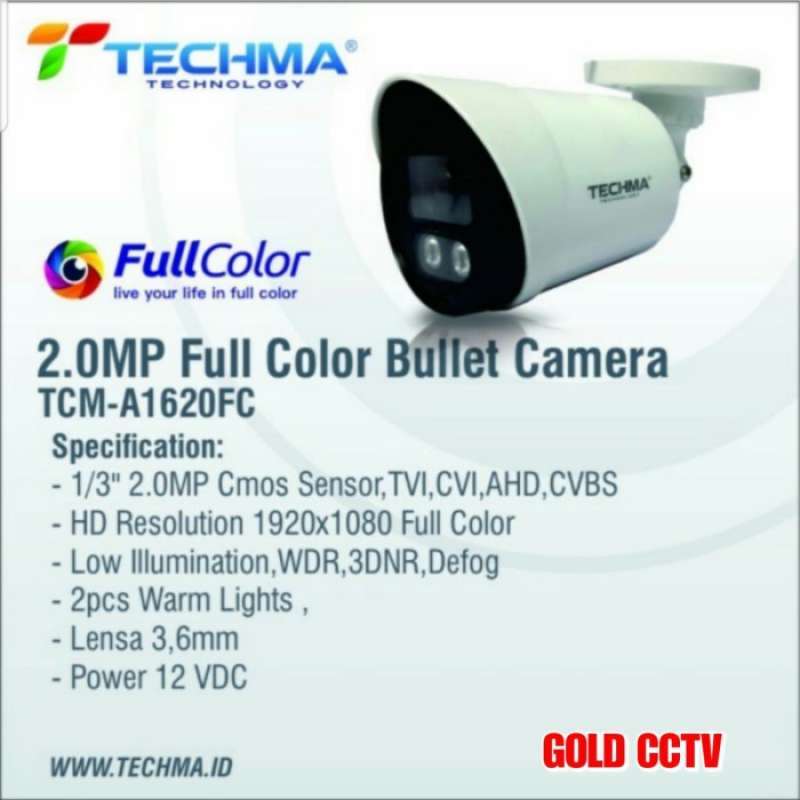Promo TECHMA COLORVU CCTV OUTDOOR 2MP FULL HD 1080P MALAM HARI BERWARNA ...