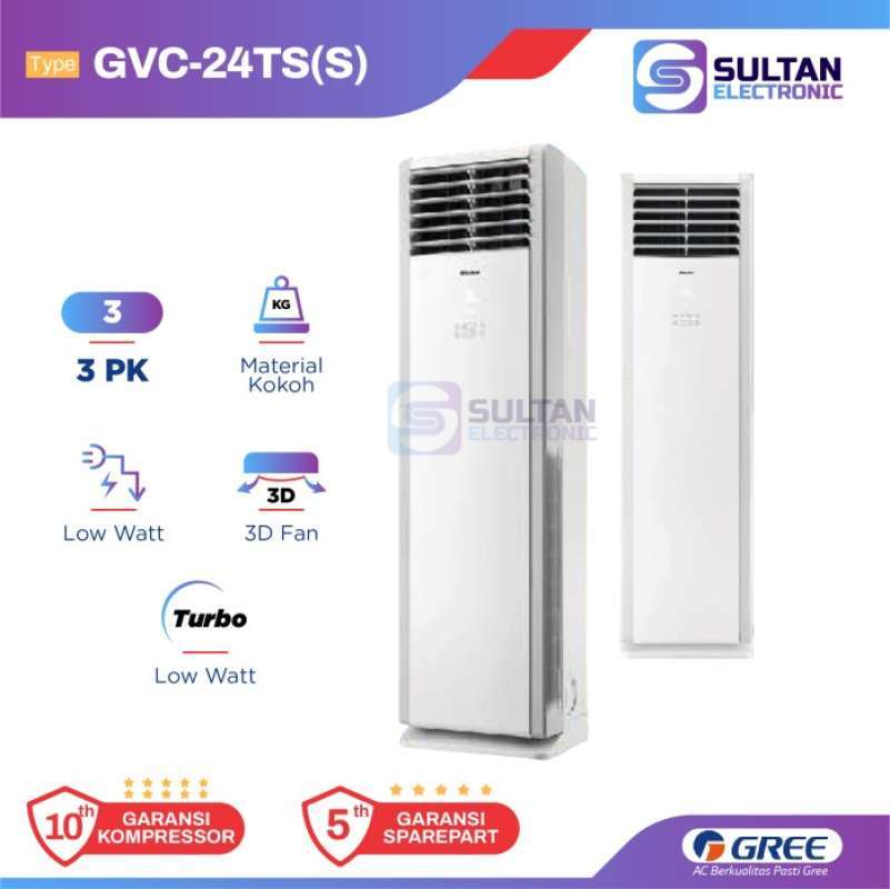 Promo AC FLOOR STANDING 3 PK GREE GVC-24TS SMART INVERTER LOW WATT GVC ...