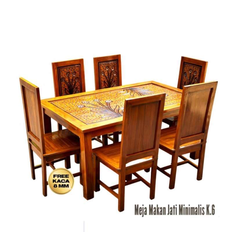 Jual Set Meja Makan Jati 6 kursi Minimalis Meja Restoran Kayu Meja Cafe ...