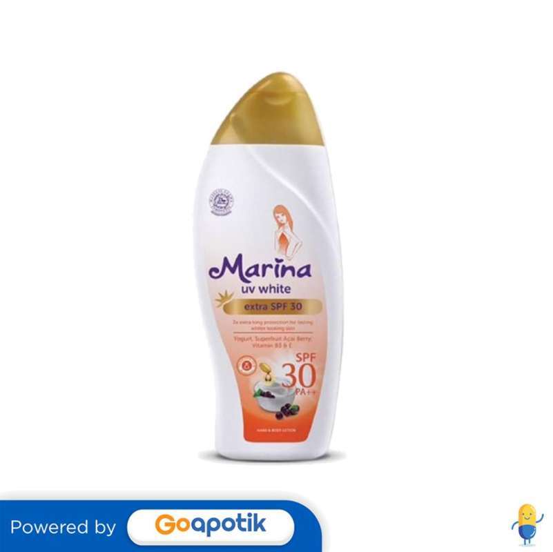 Jual MARINA UV WHITE EXTRA SPF 30 PA++ HAND & BODY LOTION 200 ML BOTOL ...