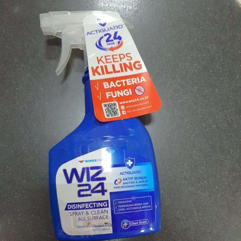 Jual Wiz 24 Disinfecting Spray & Clean 450ml Di Seller Champeveryday ...