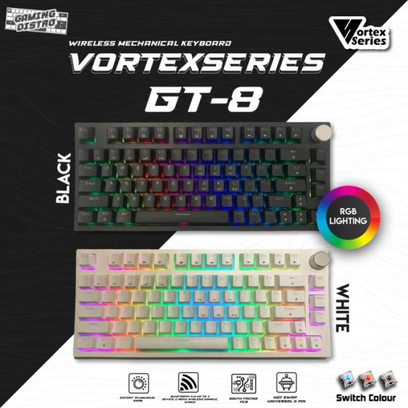 Promo Vortex Series Gt-8 Wireless Hotswap South-facing Mechanical ...