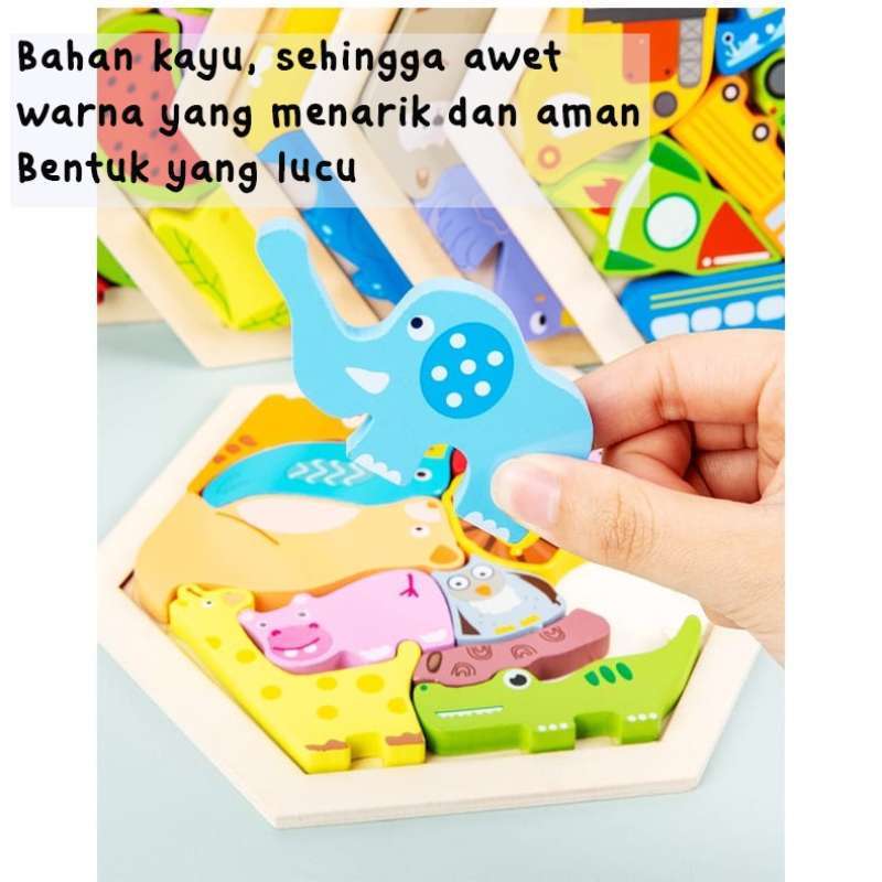 Promo Mainan Anak Puzzle Kayu 3d Shape Mix Octagon Jigsaw Penyortir ...