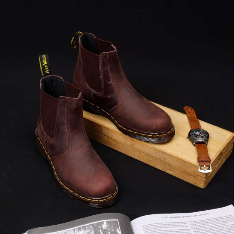Promo sepatu chelsea boots docmart style sepatu boot kulit crazyhorse ...
