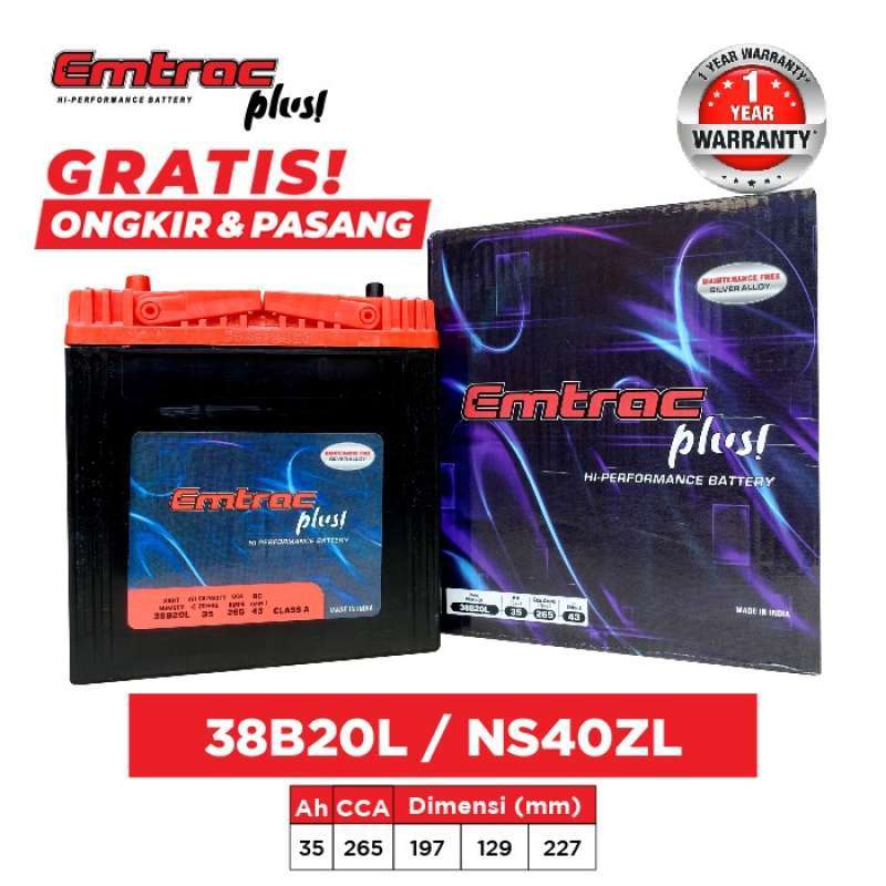 Promo Emtrac Plus Ns40zl / 38b20l Aki Mobil Brio, Xpander Sigra, Ayla, Agya, Diskon 24% Di ...