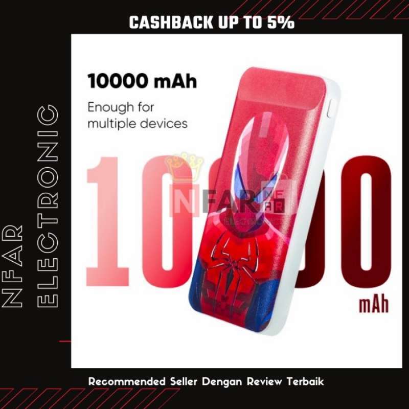 Promo POWERBANK KARAKTER SPIDERMAN 10000 MAH POWER BANK DUAL USB TYPE C ...