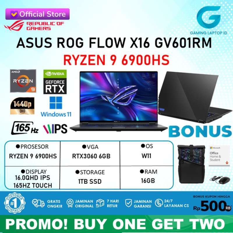 Jual Sale Asus Rog Flow X16 Gv601Rm Ryzen 9 6900Hs 32Gb 1Tbssd Rtx3060 ...
