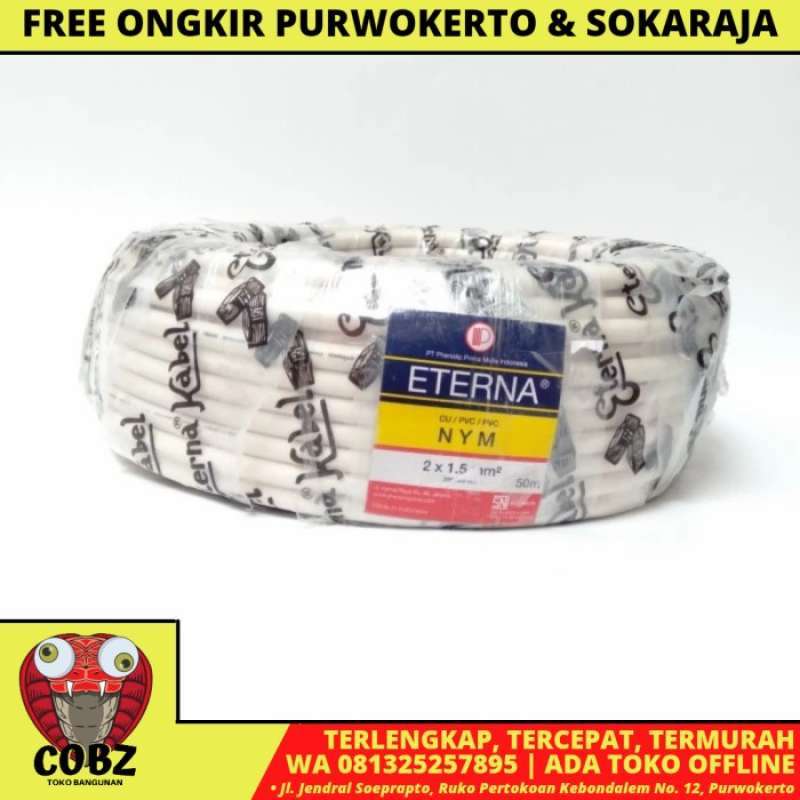 Jual 2 X 1.5 Mm X 50 M / Eterna Nym Tunggal Kabel Tembaga Sni Putih ...
