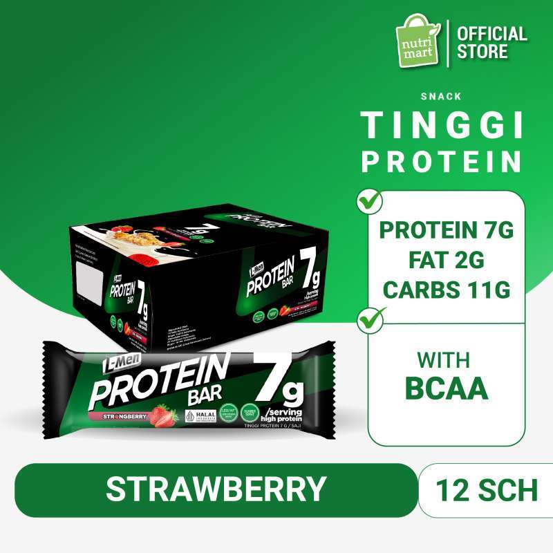 Promo L-men Protein Bar Strongberry 12 Sch - 7g Whey Protein - Bar ...
