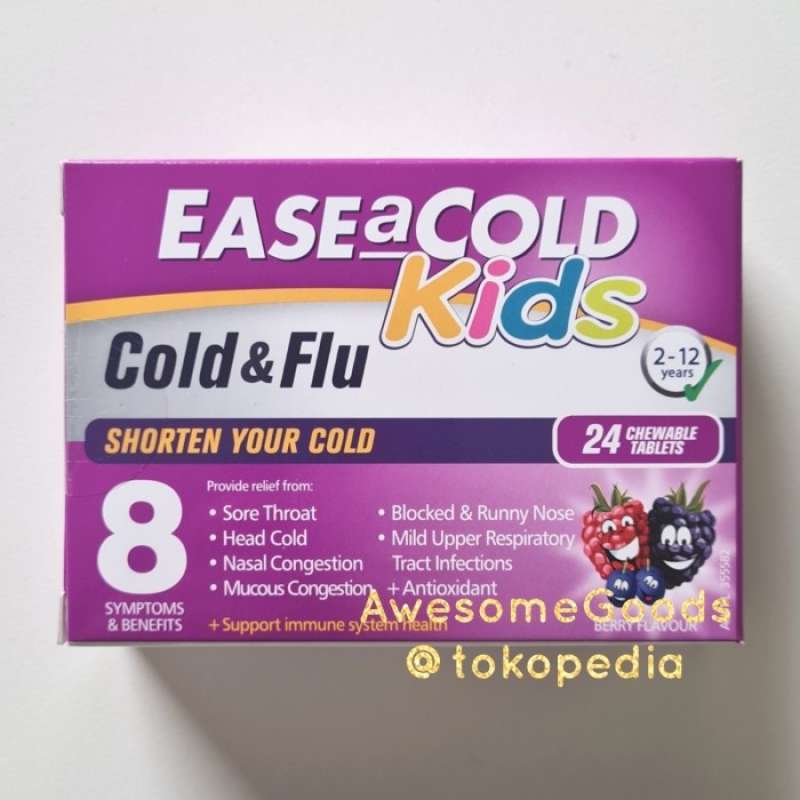 Promo Ease a Cold Australia Kids Cold & Flu 24 Chewable Tablets Diskon ...