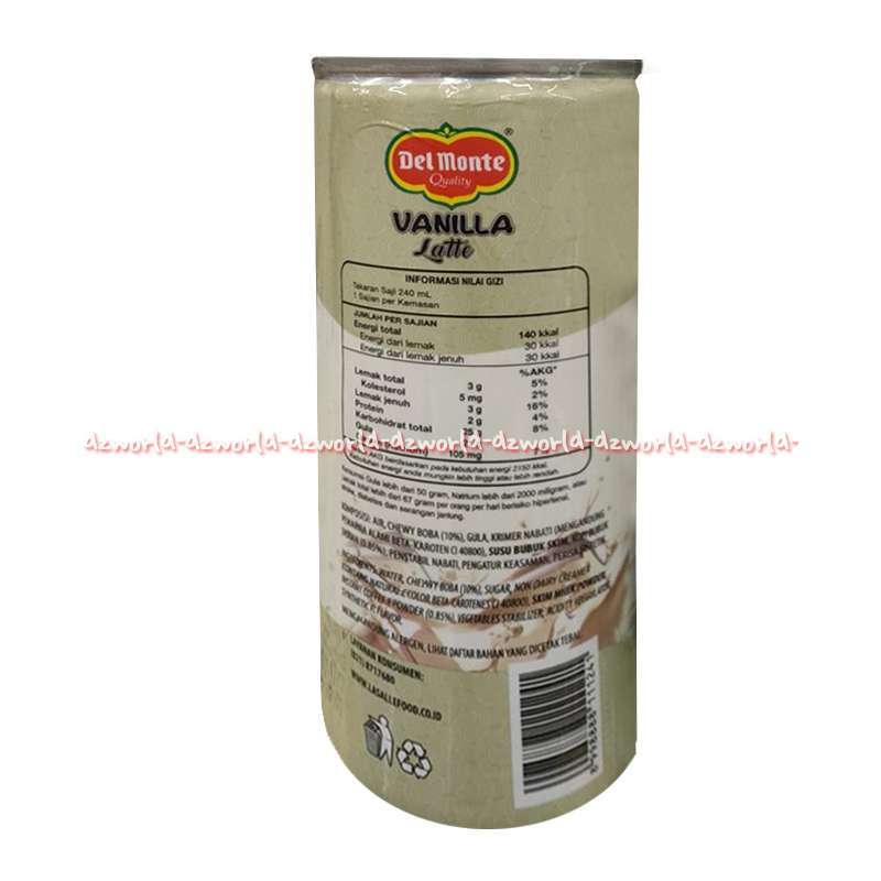 Jual Del Monte 240ml Minuman Boba Kemasan Kaleng Mocha Latte Vanilla ...